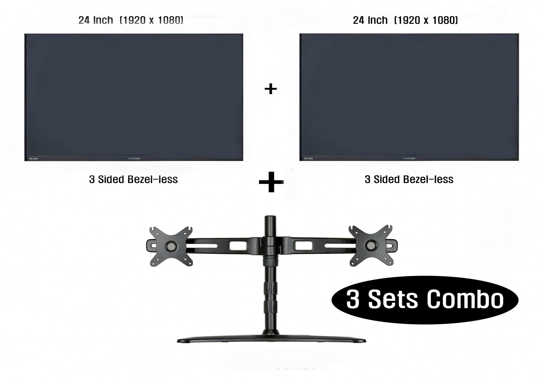 Doublesight Displays 2 HD 24” Monitors (1920x1080) 75Hz Lightweight ...